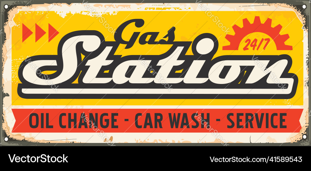 Gas station retro sign Royalty Free Vector Image