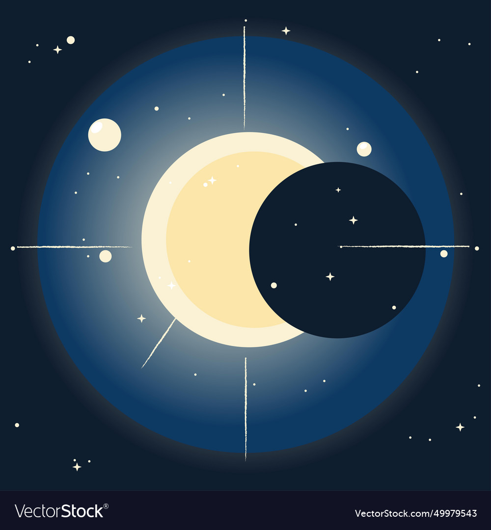 Hand drawn solar eclipse concept Royalty Free Vector Image