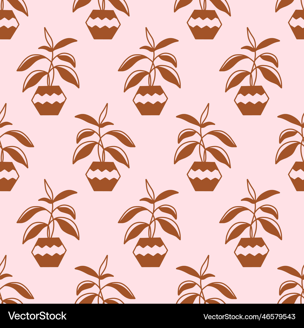 Houseplants in pots seamless pattern house plants Vector Image
