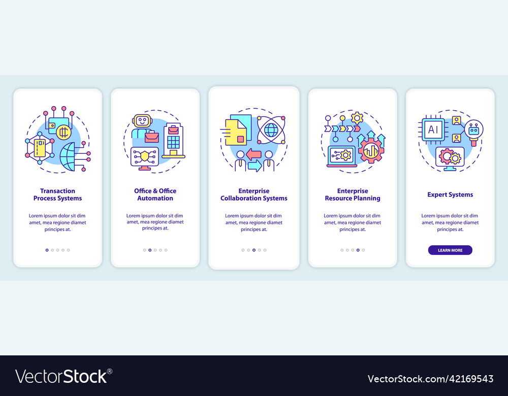 Information Systems Types Onboarding Mobile App Vector Image