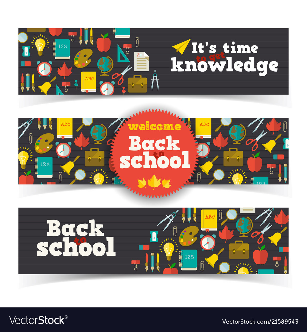 Learning horizontal banners Royalty Free Vector Image