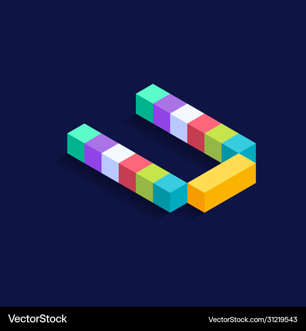 Letter u isometric colorful cubes 3d design Vector Image