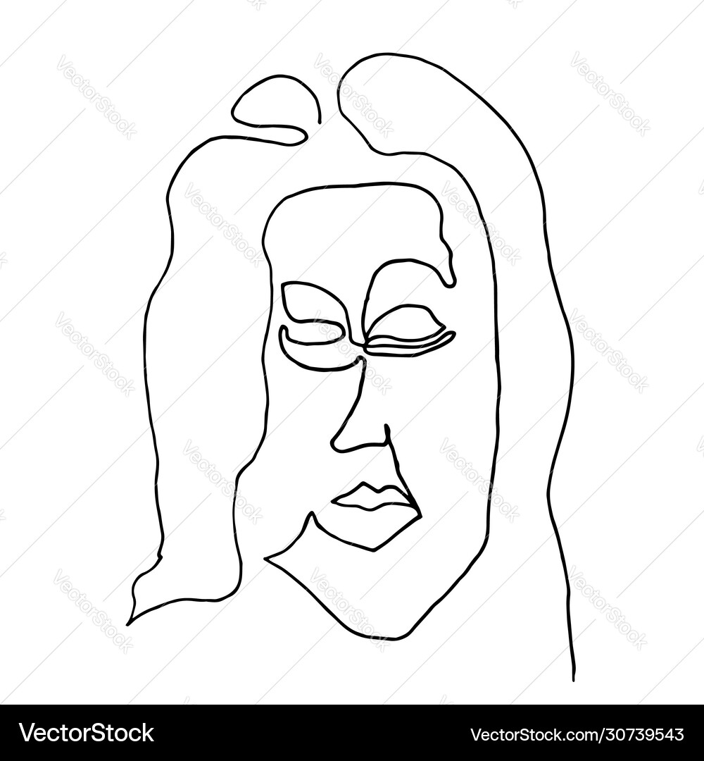 Line face woman art Royalty Free Vector Image - VectorStock