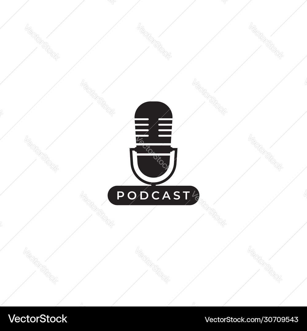 Minimal podcast logo design template silhouette Vector Image