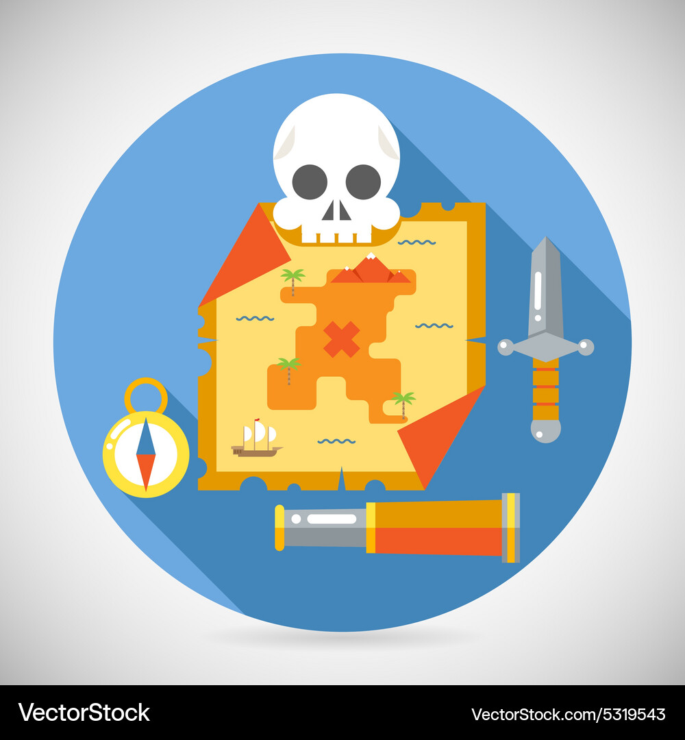 Pirate treasure adventure game rpg map action Vector Image
