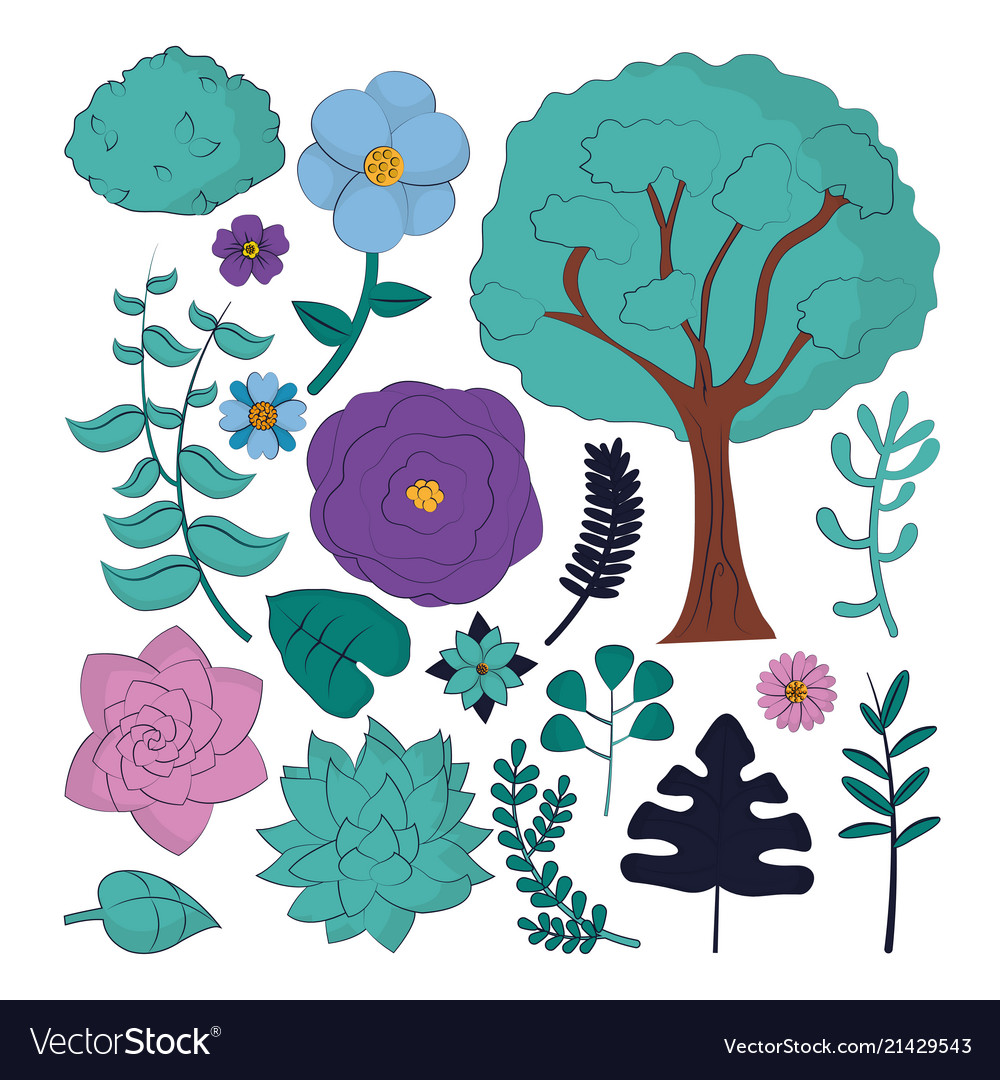Set nature elements Royalty Free Vector Image - VectorStock