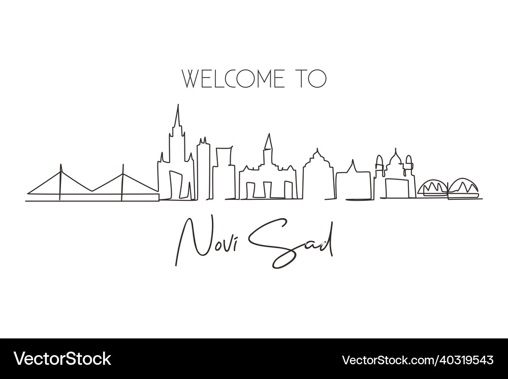 Single continuous line drawing novi sad city Vector Image