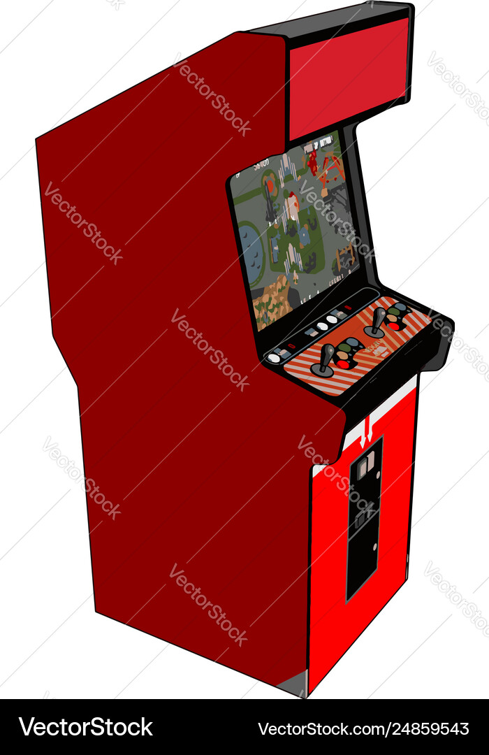 Vintage red video game on white background Vector Image