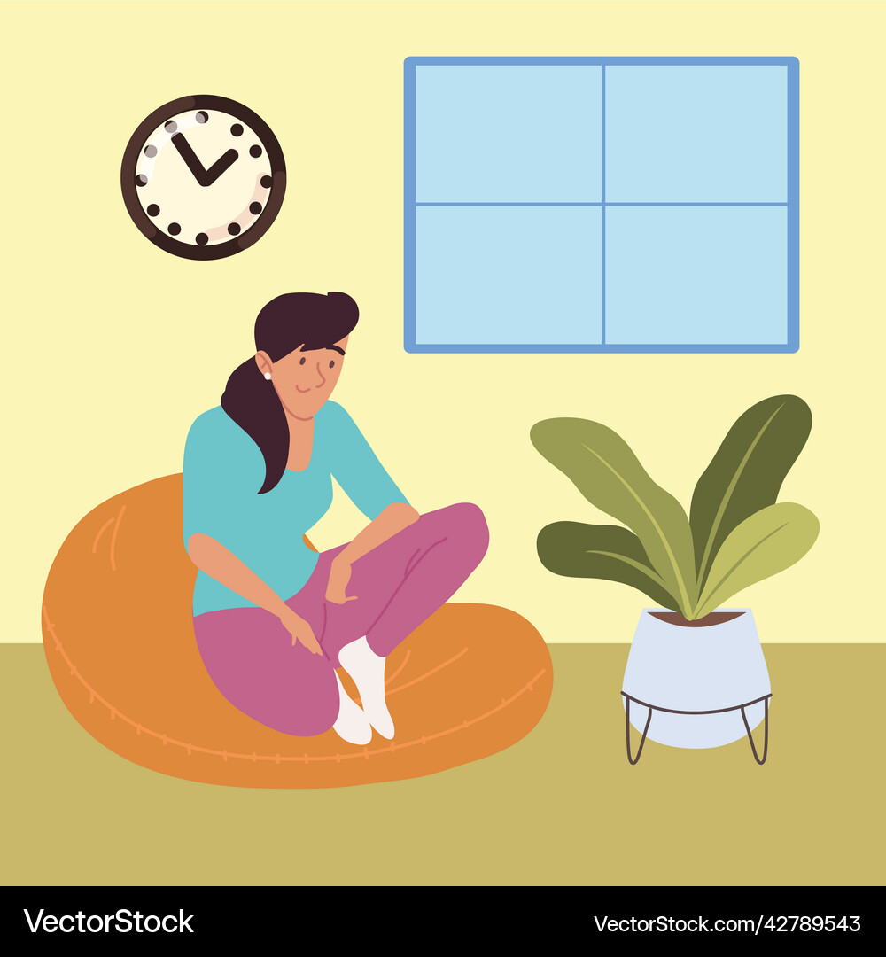 Woman relax looking at window Royalty Free Vector Image