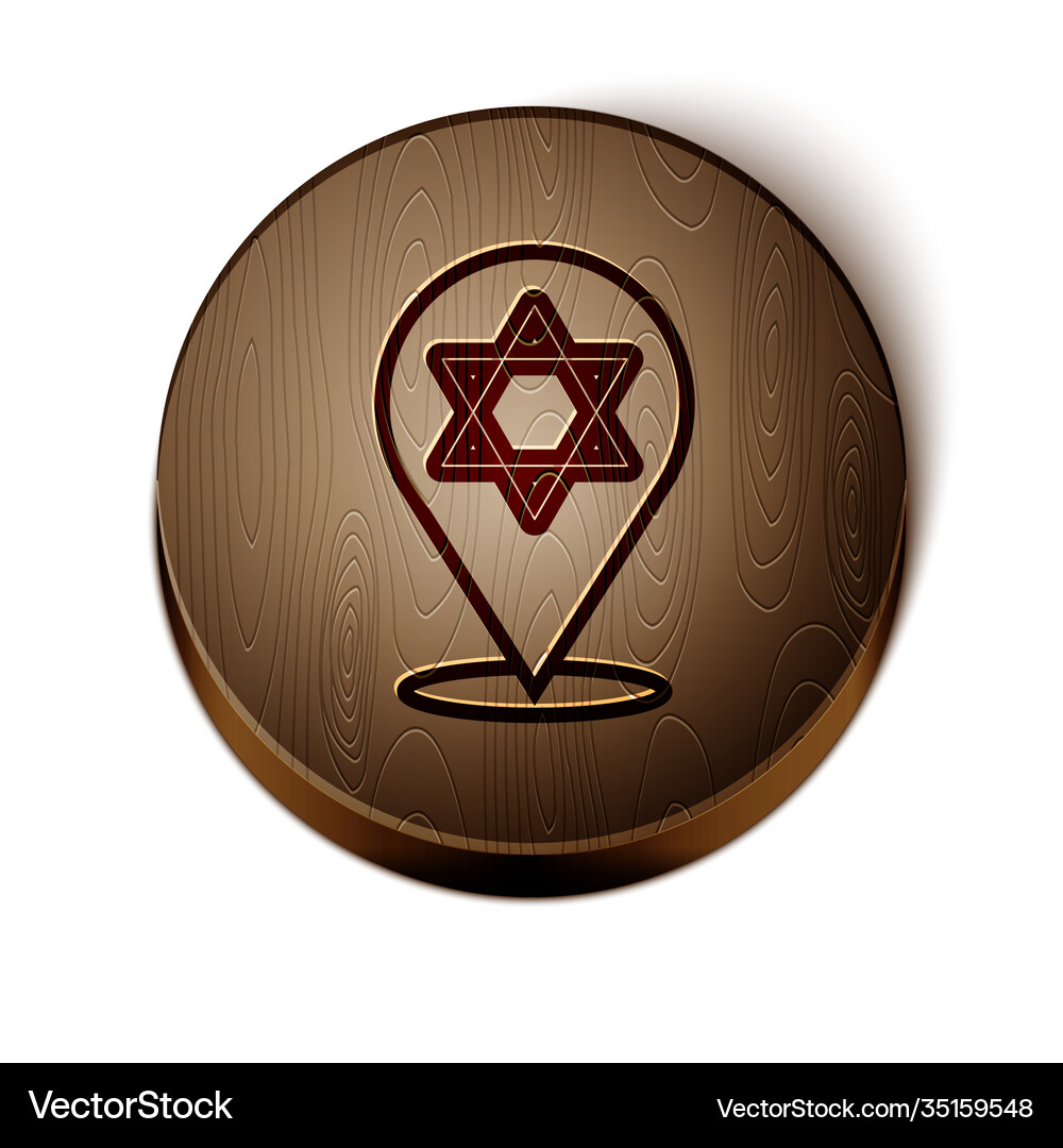 Brown line star david icon isolated on white Vector Image