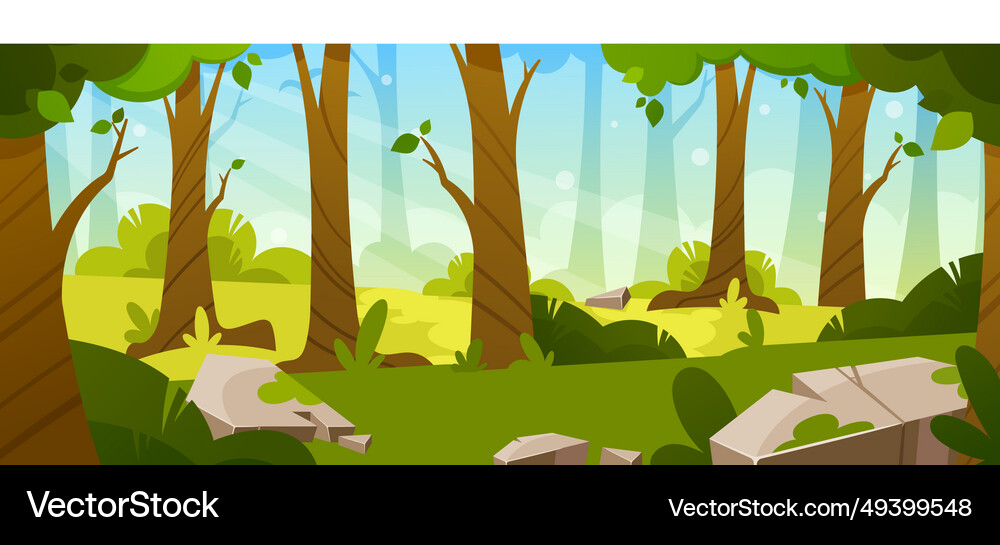 Cartoon forest background nature landscape Vector Image