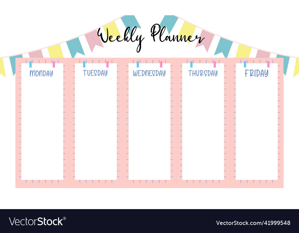 Cute weekly planner background Royalty Free Vector Image