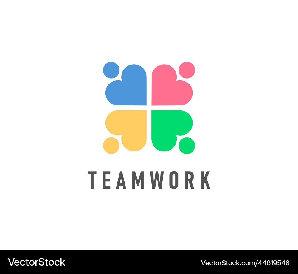 Four person teamwork link love design logo Vector Image