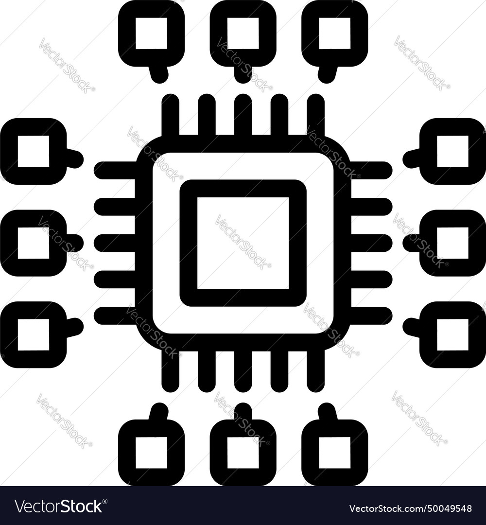 Hacked processor icon outline data network Vector Image