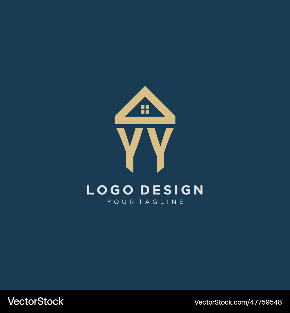 Initial letter yy with simple house roof creative Vector Image