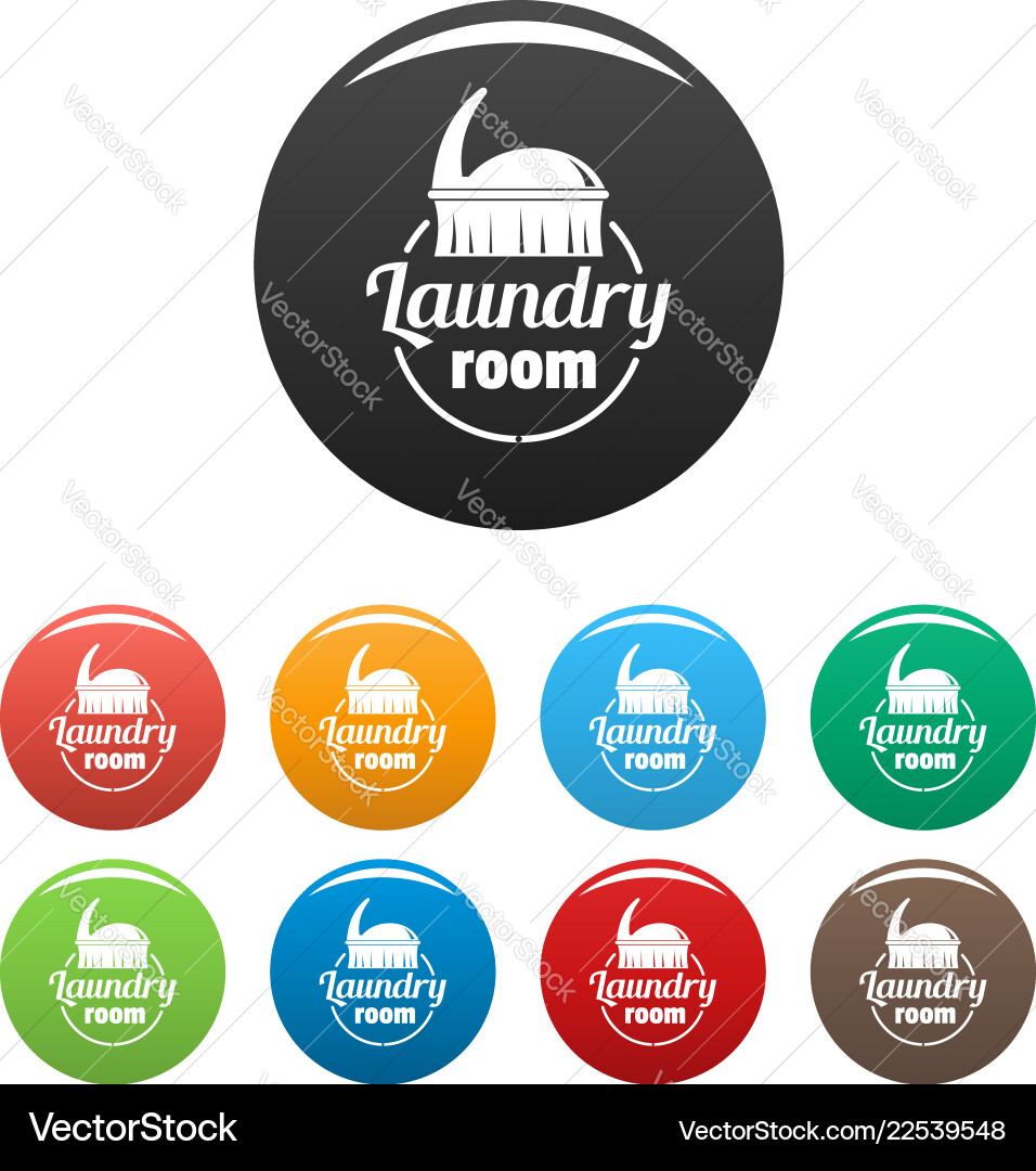 Laundry room icons set color Royalty Free Vector Image
