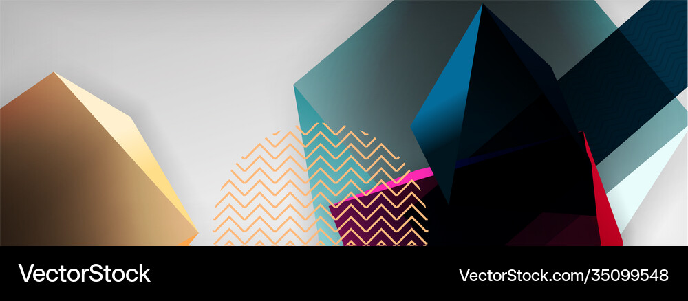 Low poly 3d geometric shapes minimal abstract Vector Image