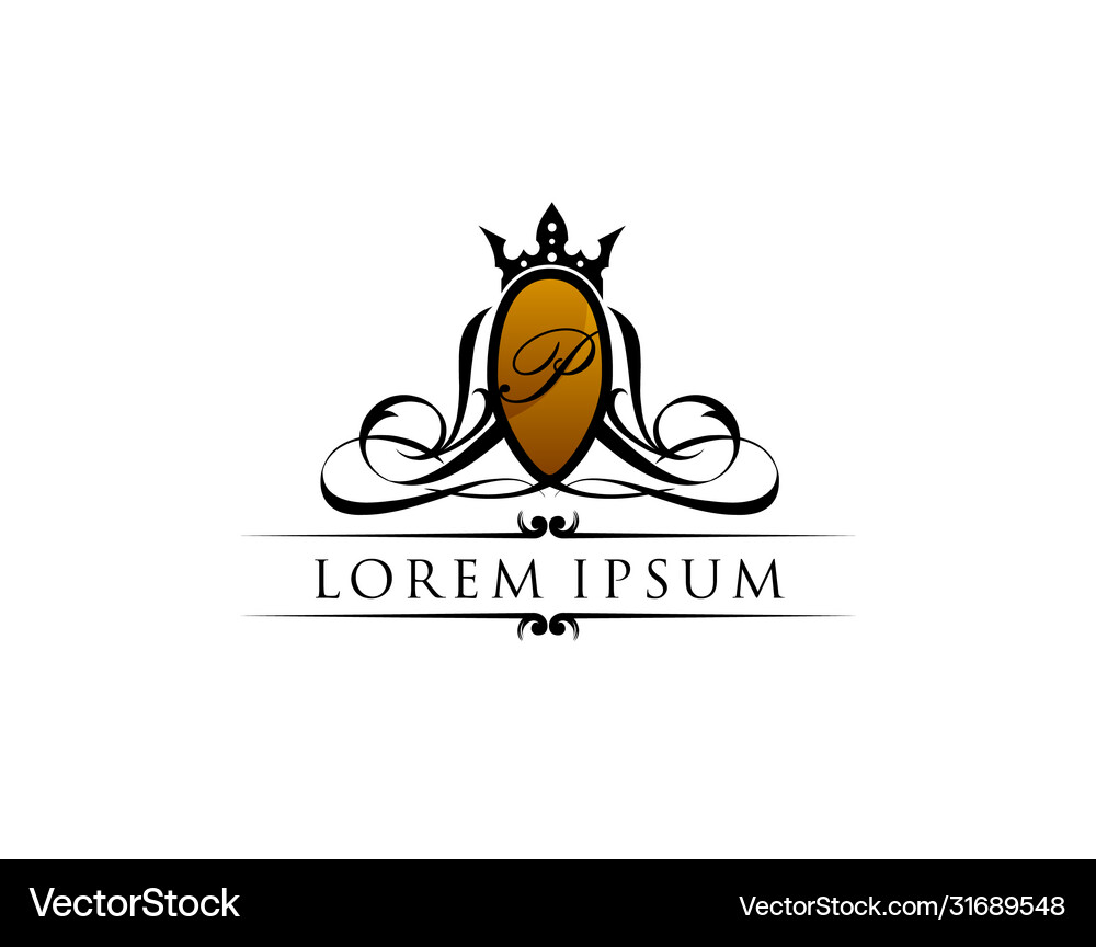 Luxury royal king p letter classy logo template Vector Image