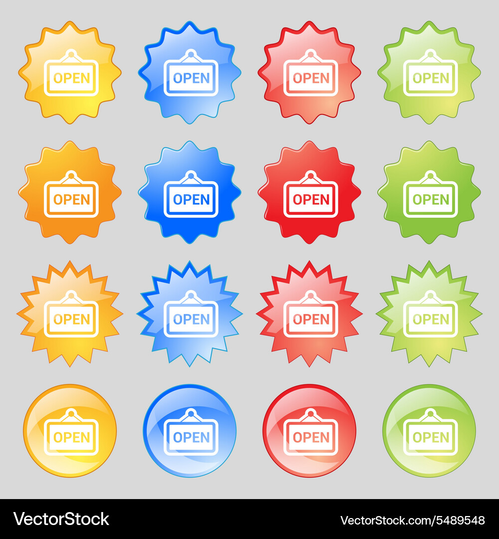 Open icon sign big set 16 colorful modern Vector Image