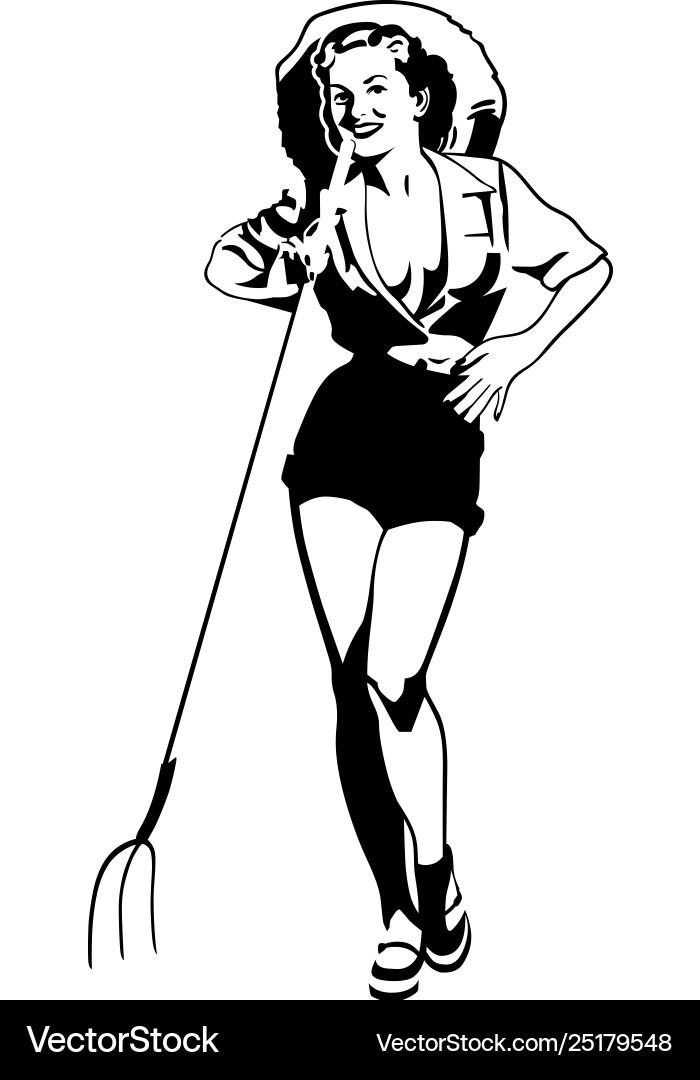 Pinup farmer girl Royalty Free Vector Image - VectorStock