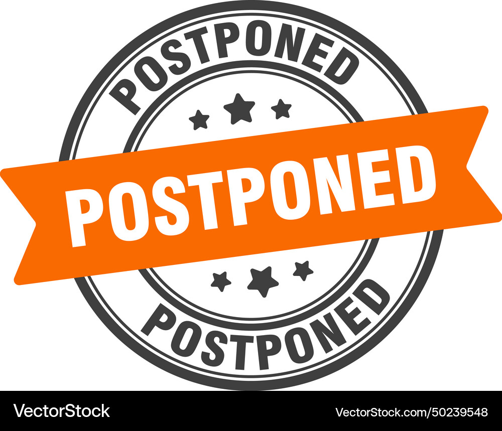 Postponed stamp label on transparent Royalty Free Vector