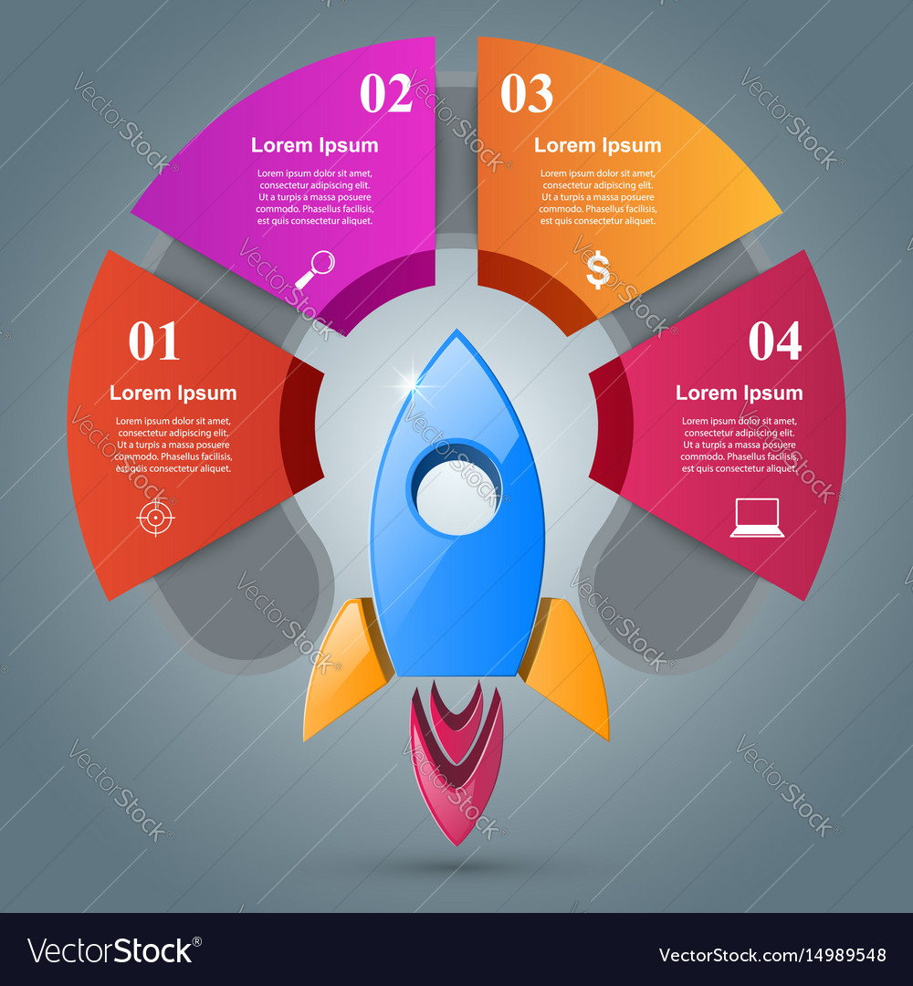 Rocket icon abstract infographic Royalty Free Vector Image