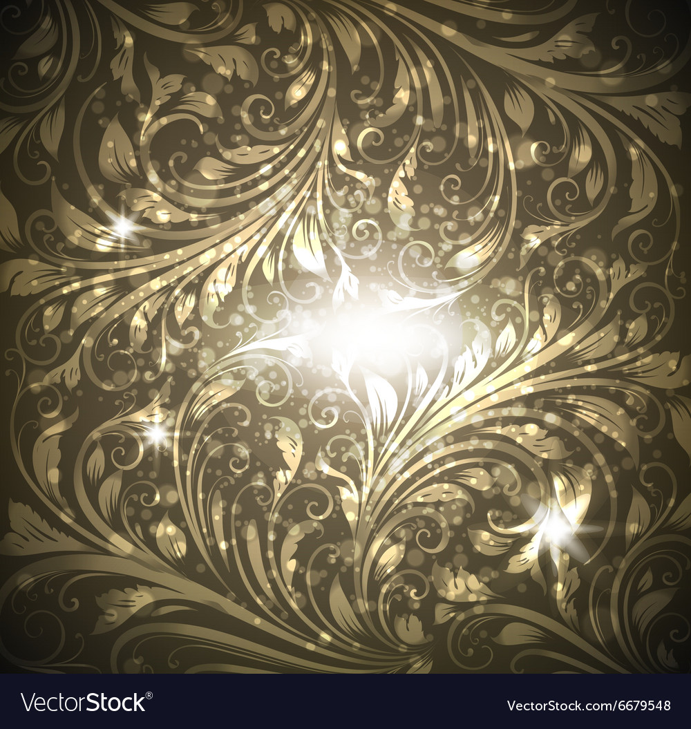 Seamless gold floral wallpaper Royalty Free Vector Image