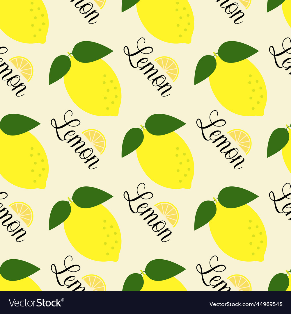 Seamless pattern lemon with an inscription Vector Image Seamless pattern lemon with an inscription Vector Image