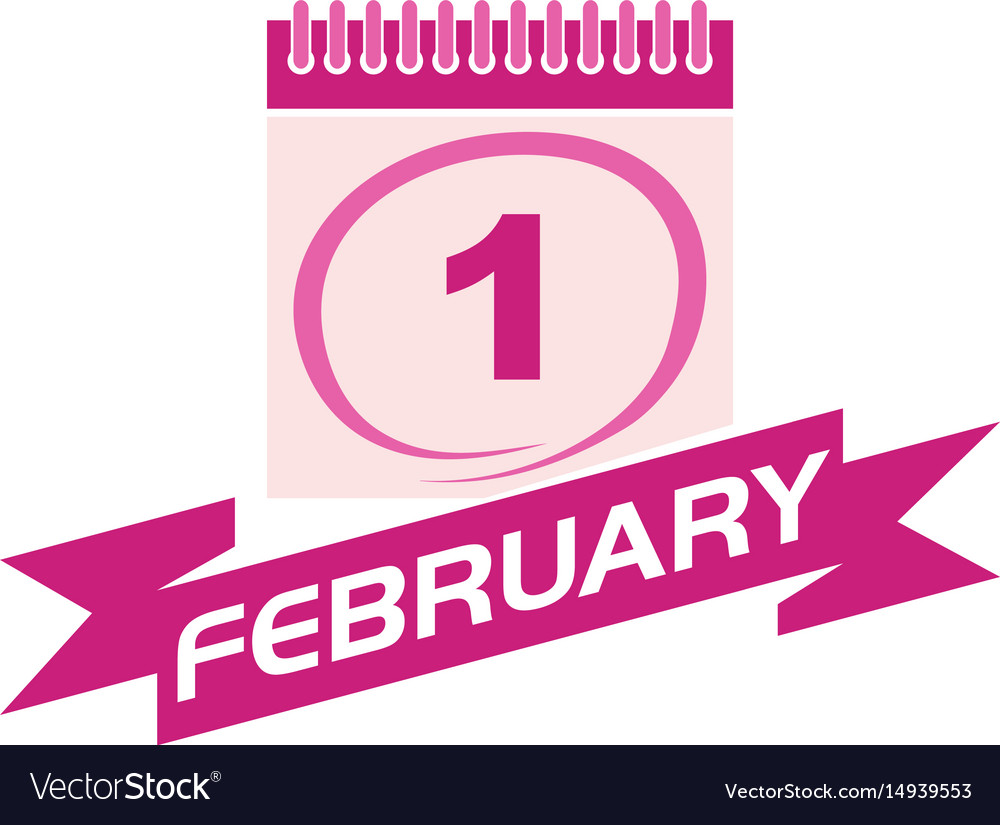 1 february calendar with ribbon Royalty Free Vector Image