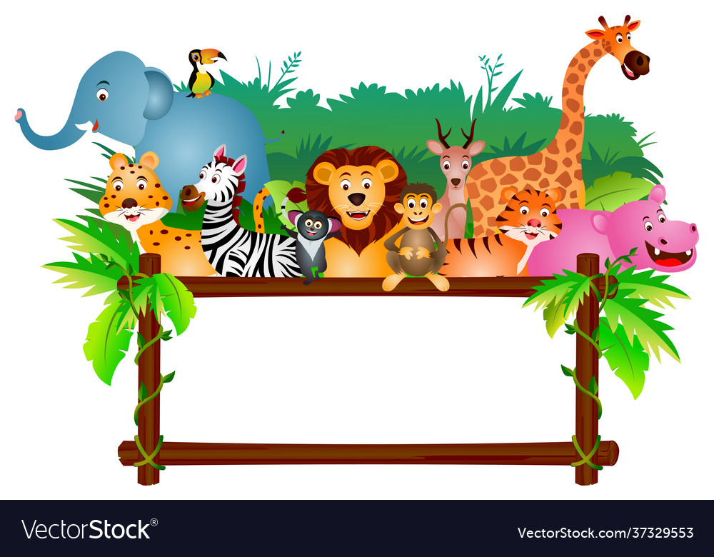 Animal frame with wild animals caroon Royalty Free Vector