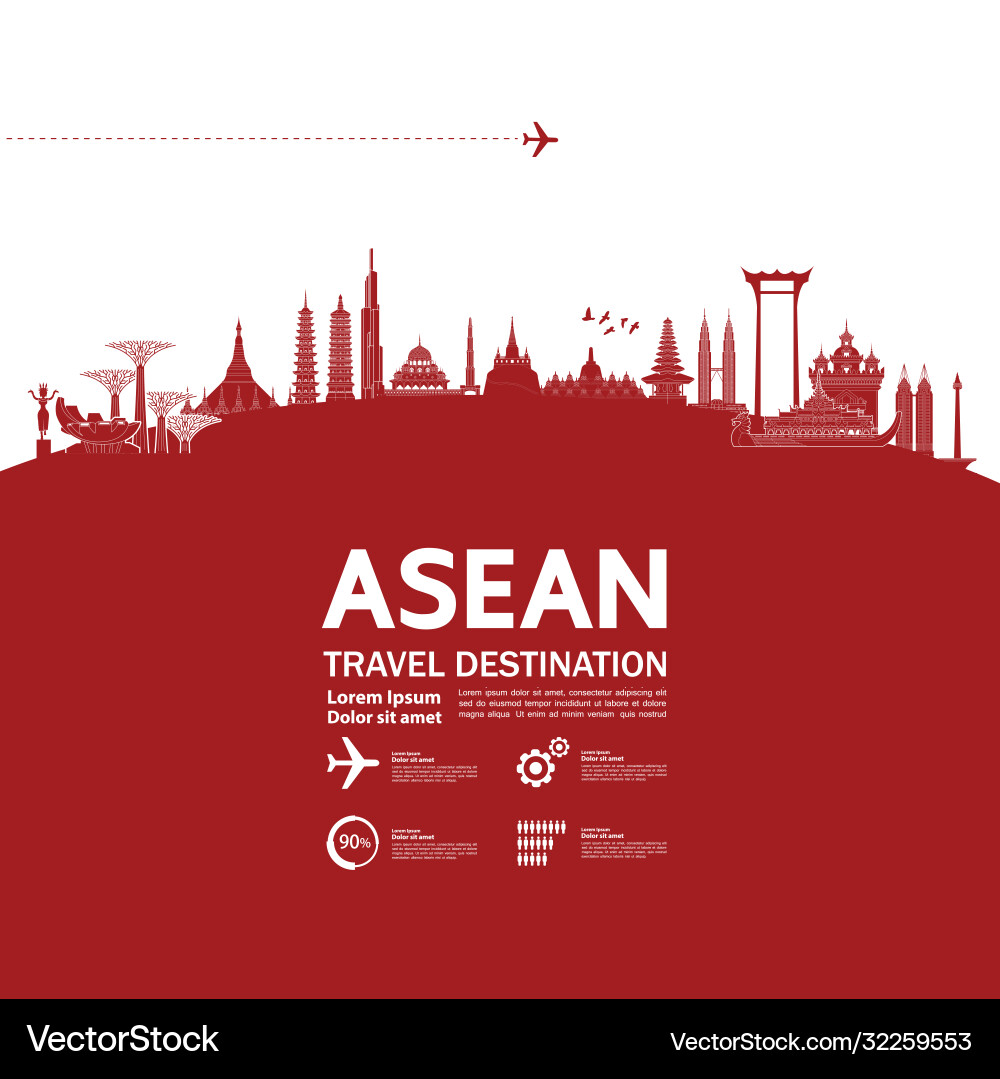 Asean travel destination Royalty Free Vector Image