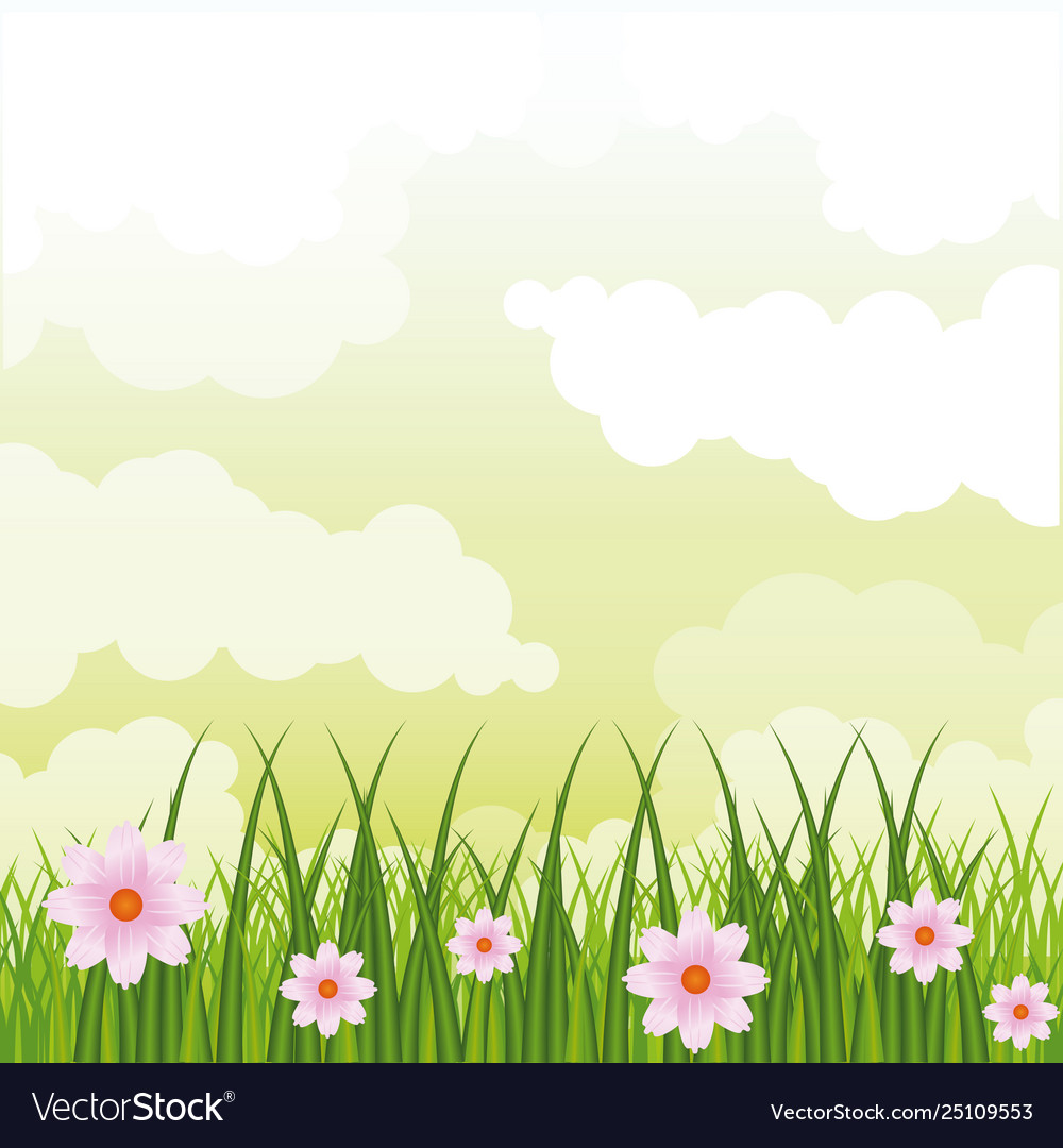Beautiful gardenwith flowers scenery Royalty Free Vector