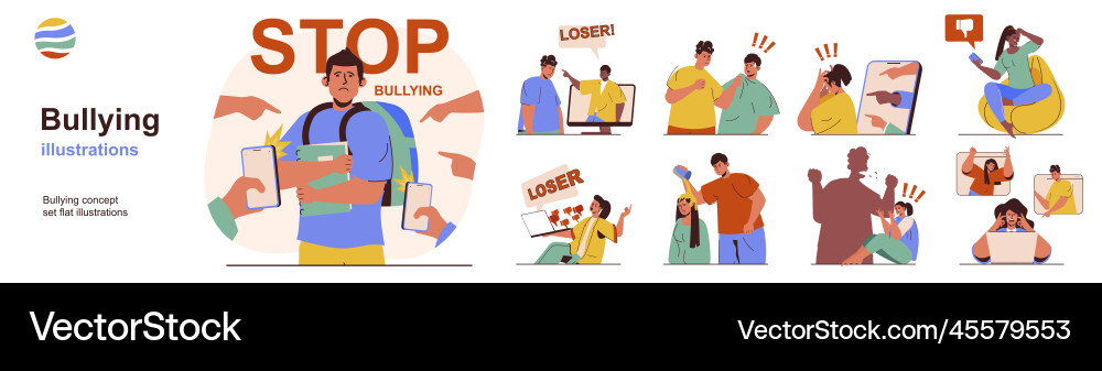Bullying concept with character situations Vector Image