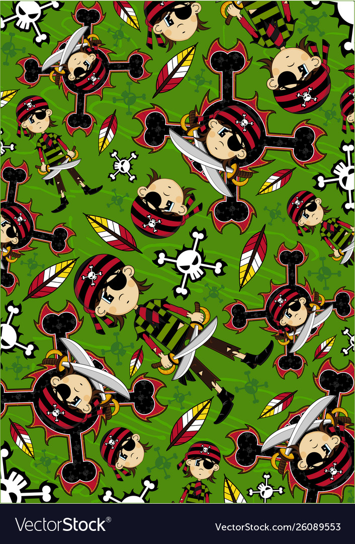 Cartoon eye patch pirate pattern Royalty Free Vector Image