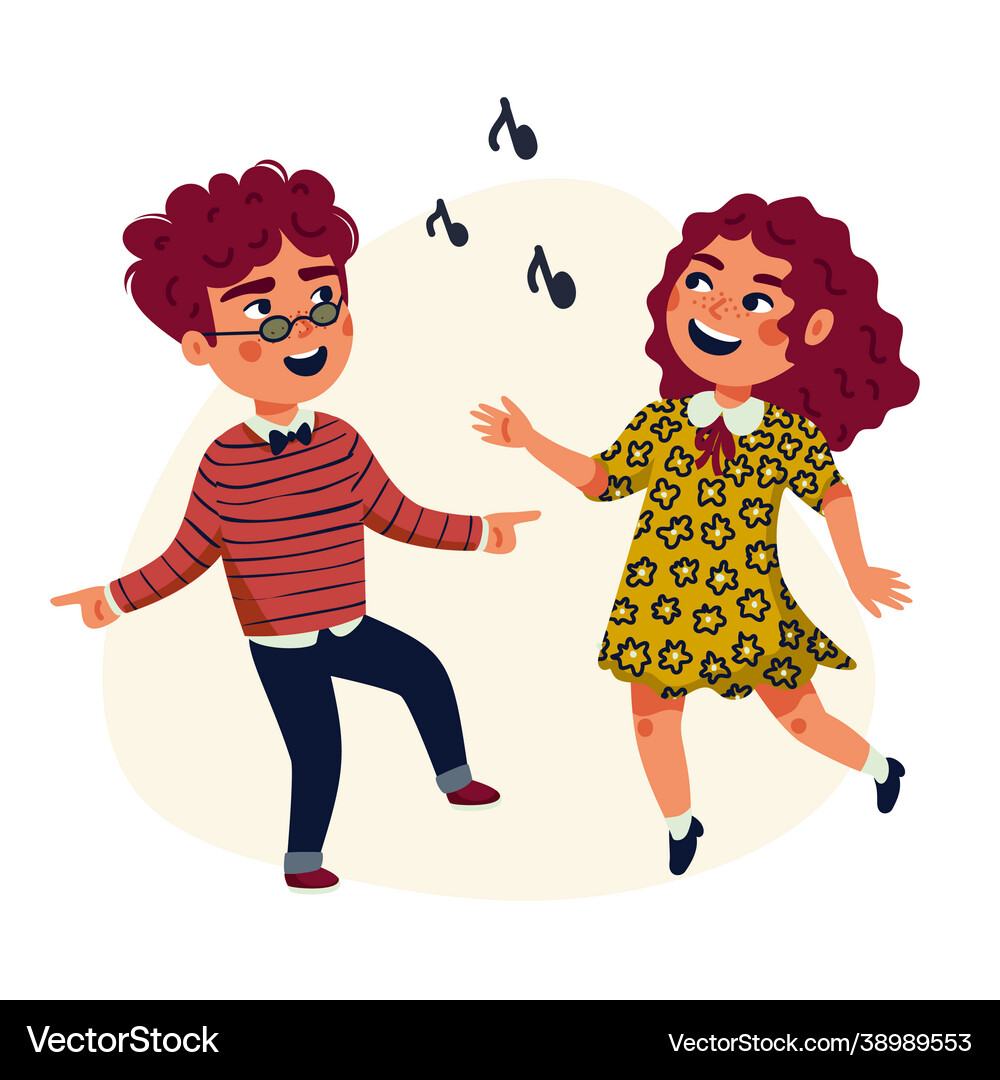 Dancing kids cartoon happy Royalty Free Vector Image