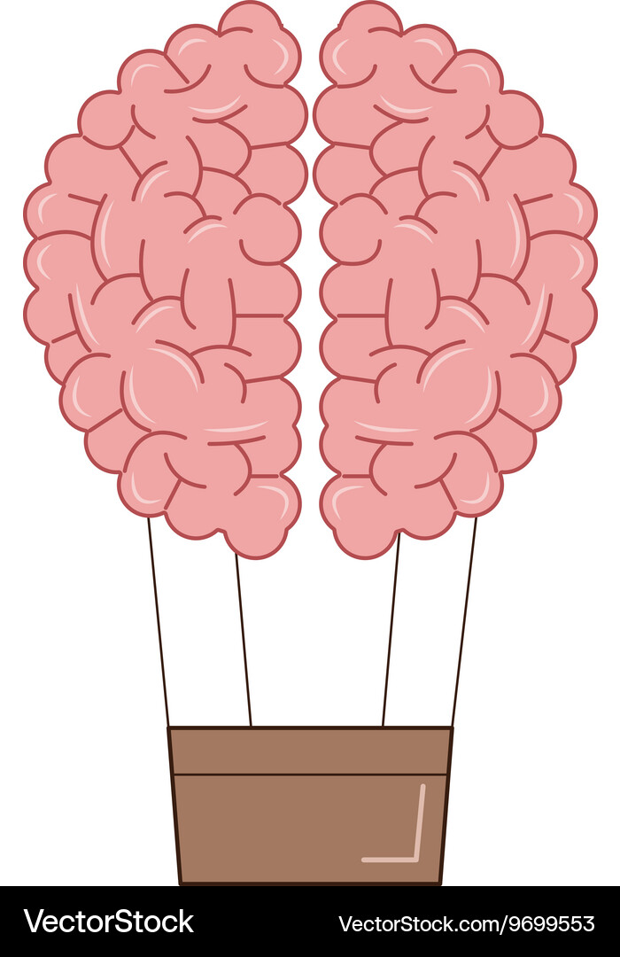 Human brain hot air balloon icon Royalty Free Vector Image