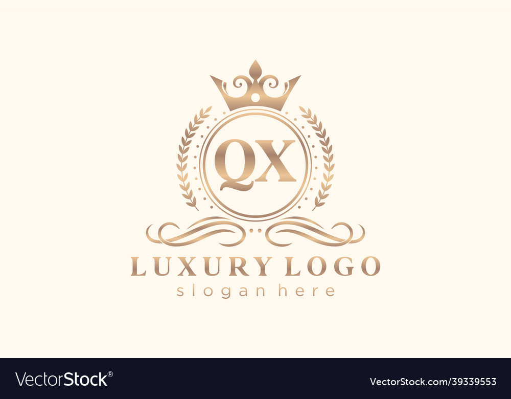 Initial qx letter royal luxury logo template Vector Image