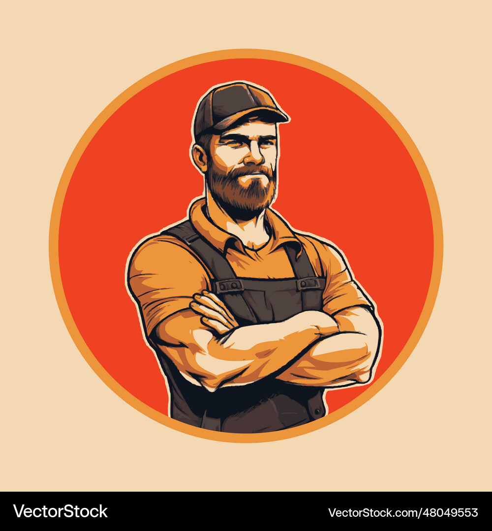 Man worker in a baseball cap concept logo graphic Vector Image