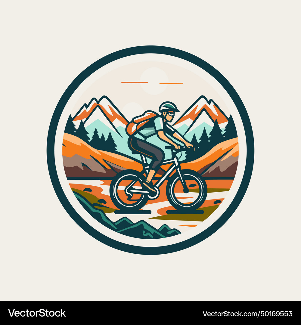 Mountain biker riding in the mountains Royalty Free Vector