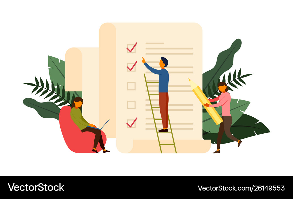 Online survey concept concept with character Vector Image