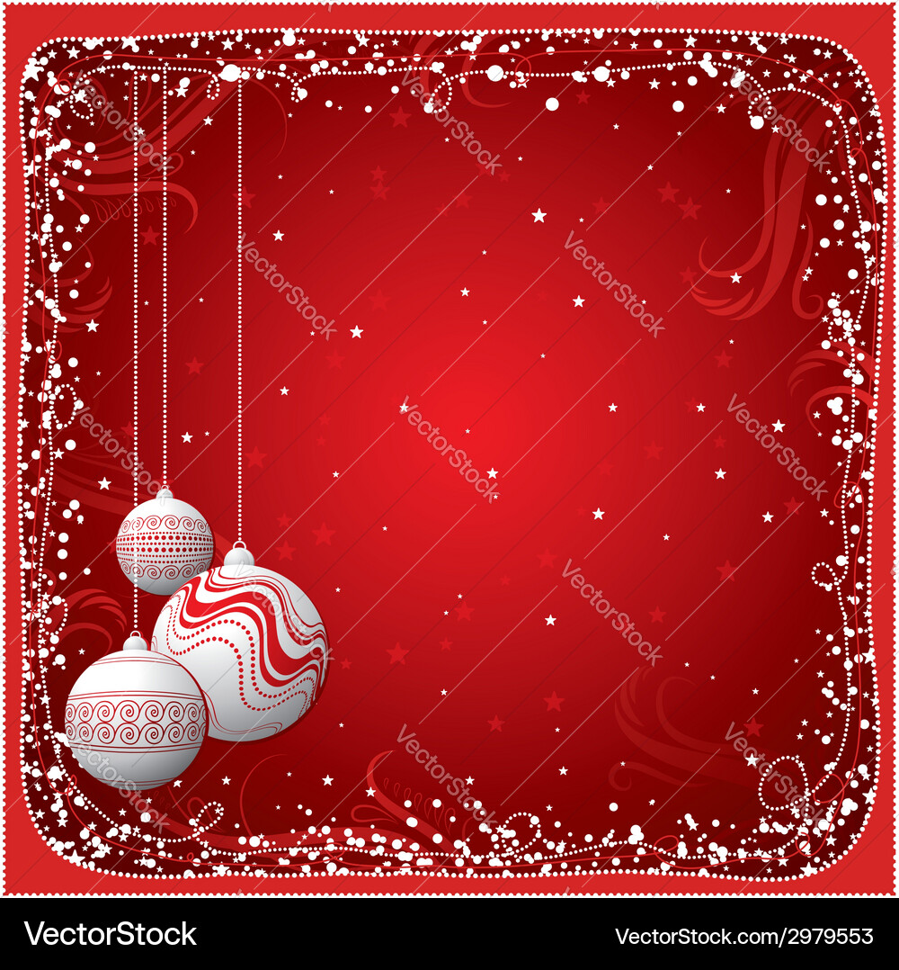 Red christmas card with balls Royalty Free Vector Image