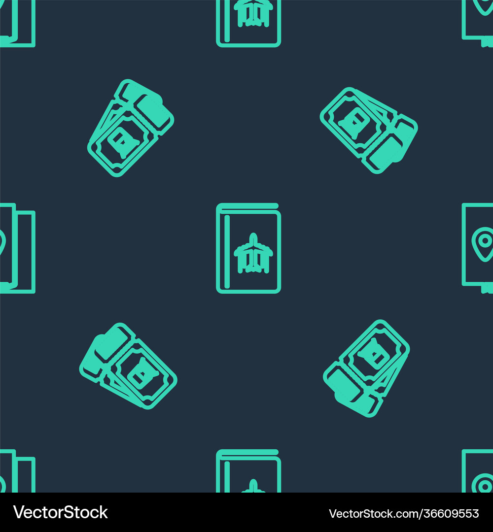 Set line cover book travel guide train ticket Vector Image
