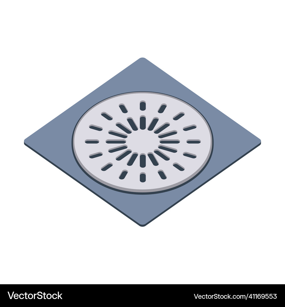 Shower drain with round stainless grid cover Vector Image