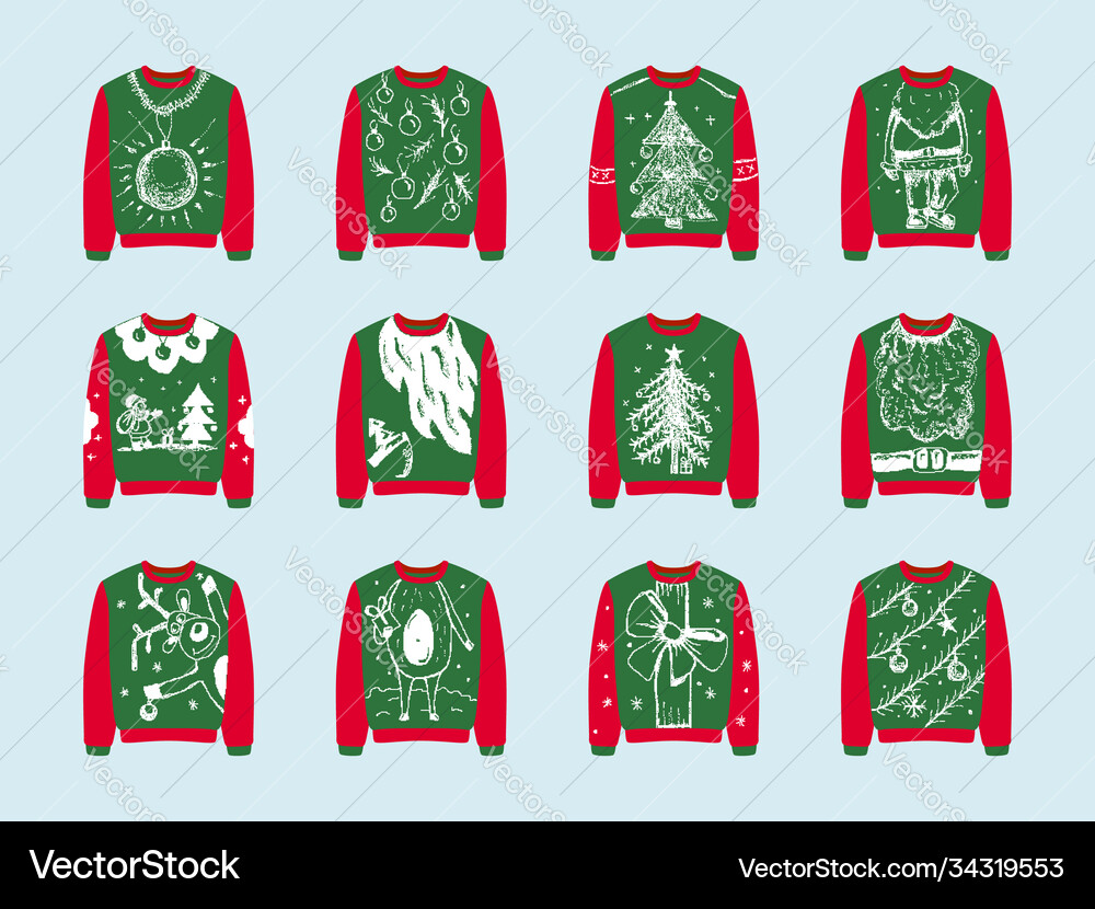 Ugly sweaters design for christmas party creative Vector Image