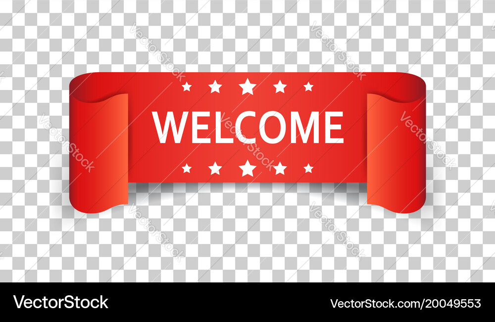 Welcome ribbon icon hello sticker label Royalty Free Vector