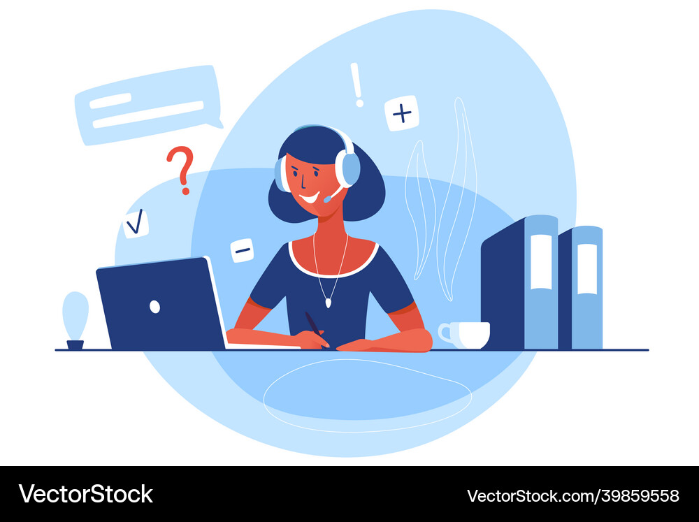 A female works in customer support flat character Vector Image