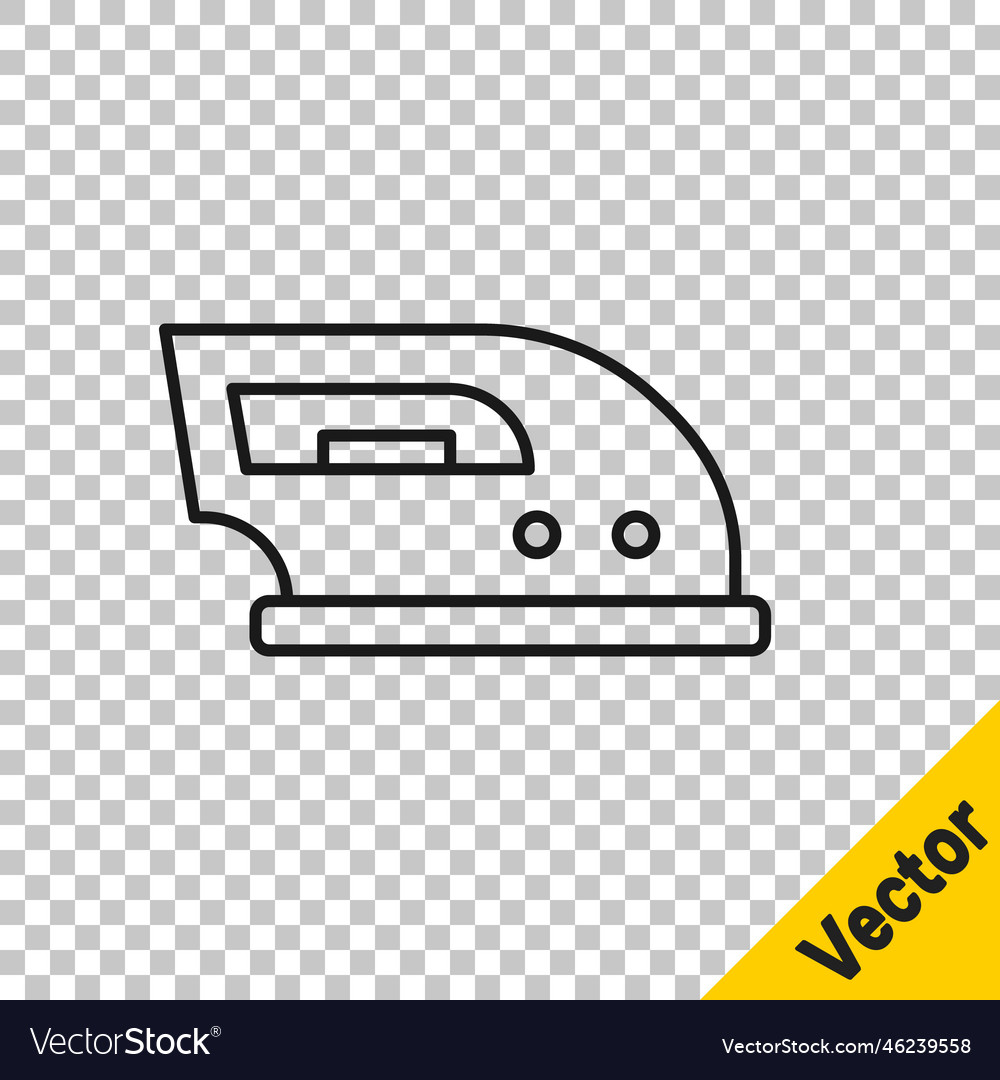 Black Line Electric Iron Icon Isolated Royalty Free Vector