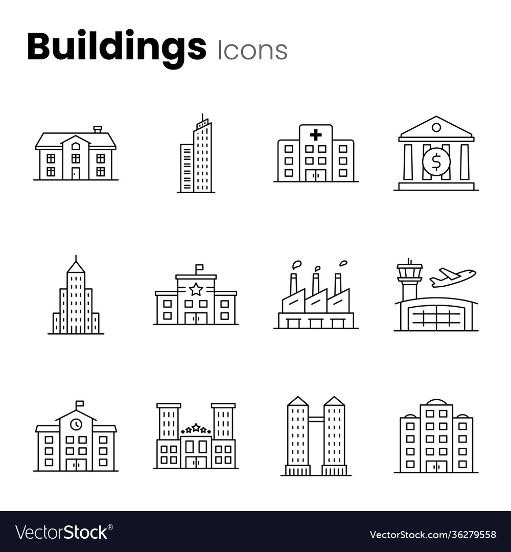 Building and architecture icon set Royalty Free Vector Image