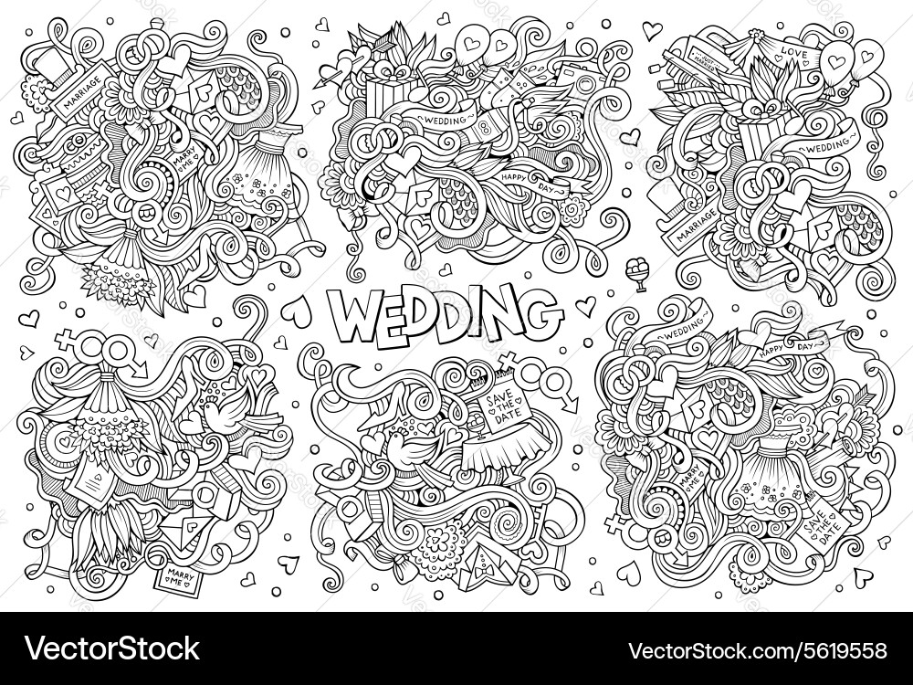 Colorful hand drawn doodle cartoon set Royalty Free Vector