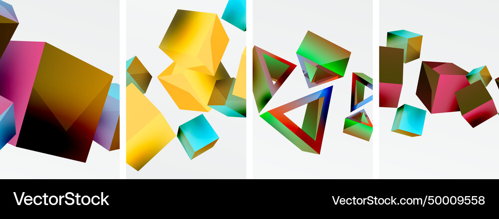 Composition of 3d cubes and other geometric Vector Image